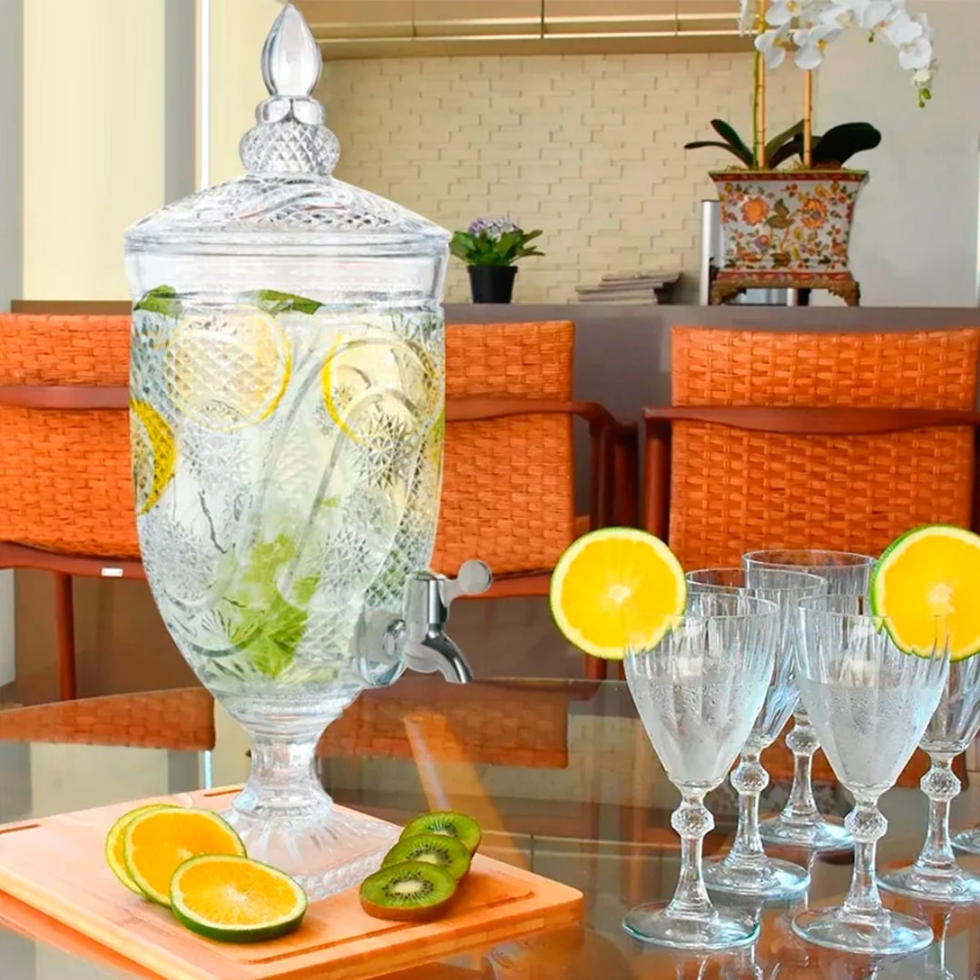 Dispenser De Cristal Para Bebida Com Pé Glory 4l Rojemac - Adoro Promoção